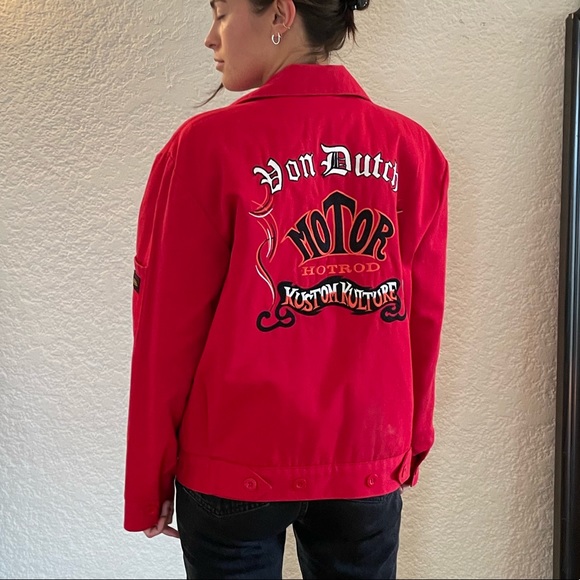 Von Dutch | Jackets & Coats | Von Dutch Red Vintage Gas Jacket | Poshmark